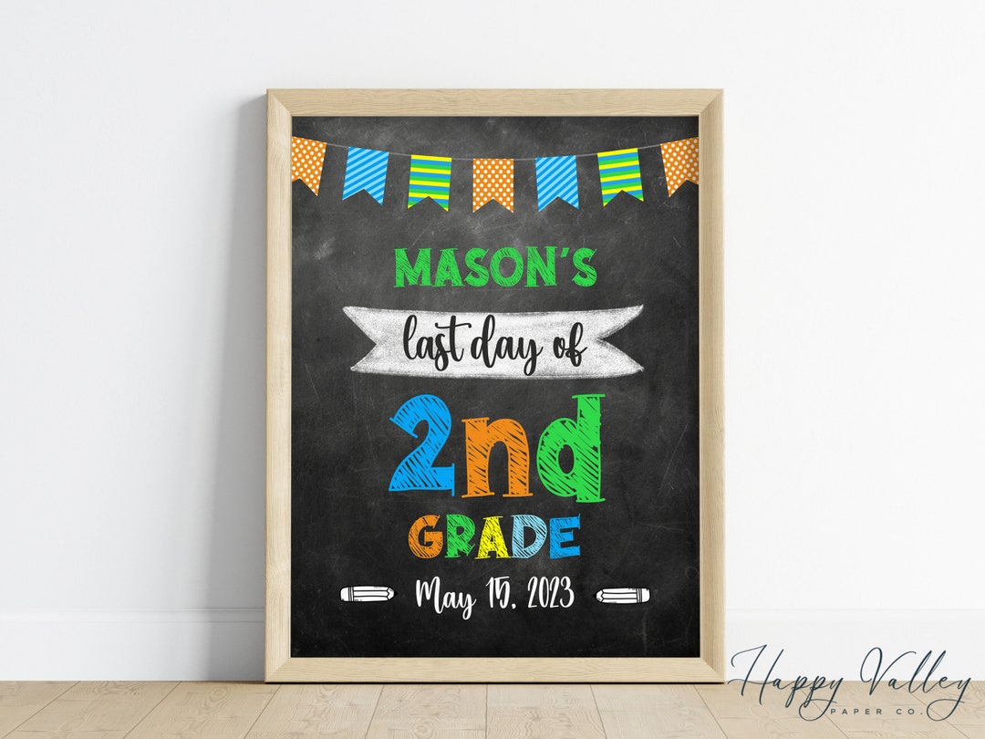 Last Day of 2nd Grade Sign, End of School Sign Printable, Editable End ...