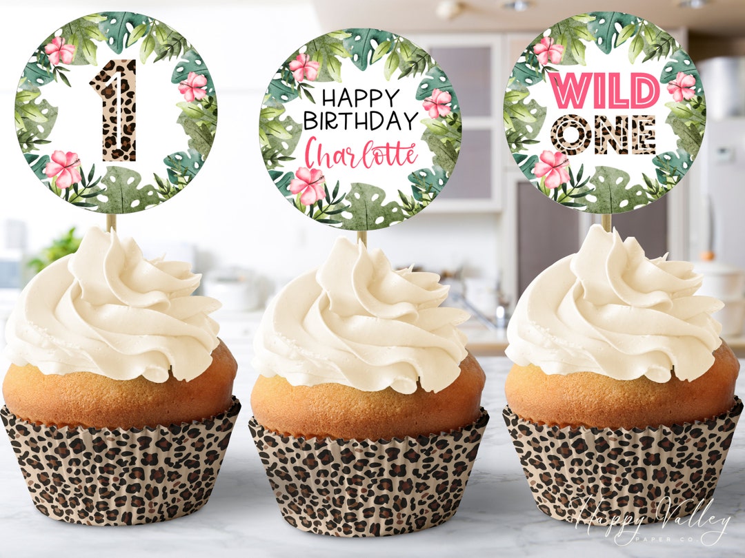 Wild One Birthday Cupcake Toppers, Editable Cupcake Toppers, Safari ...