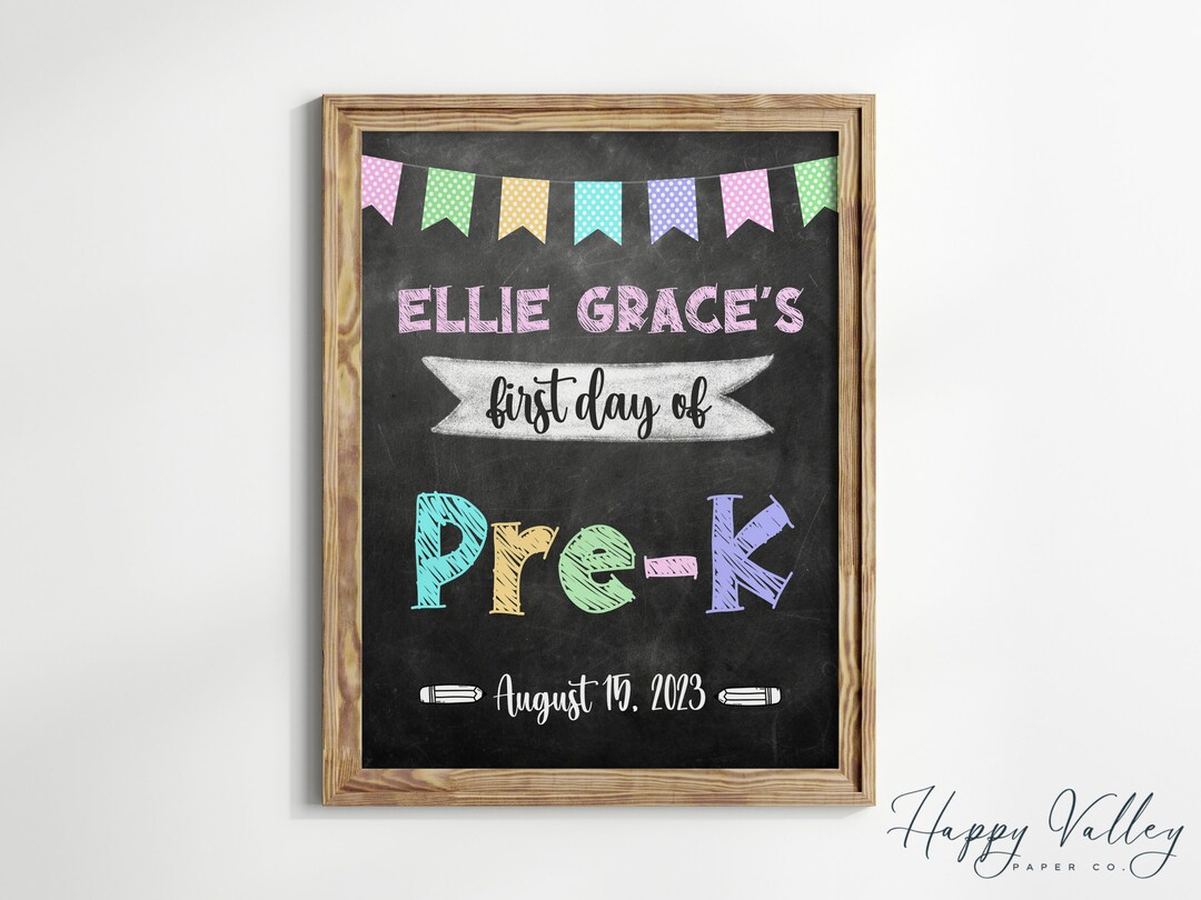 First Day of Pre-k Sign: Editable Back to School Printable (8x10) - Etsy