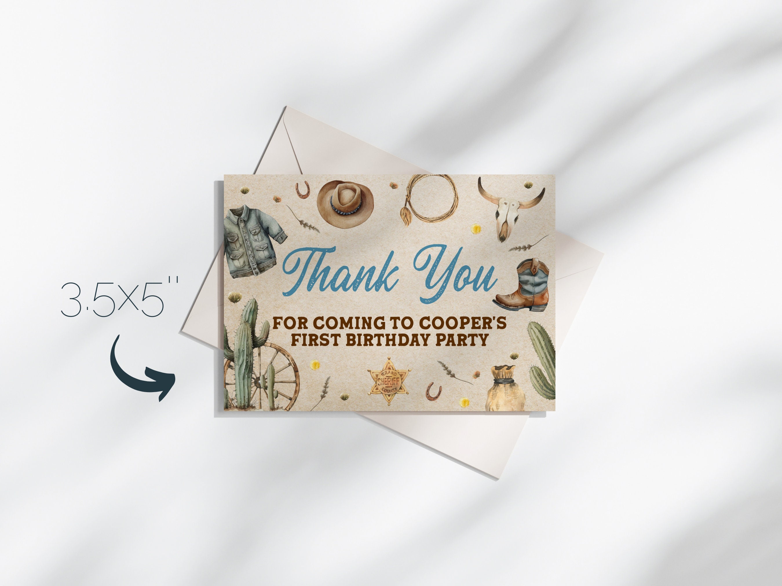 How the West Was One Thank You Card, Western Birthday Thank You Card ...