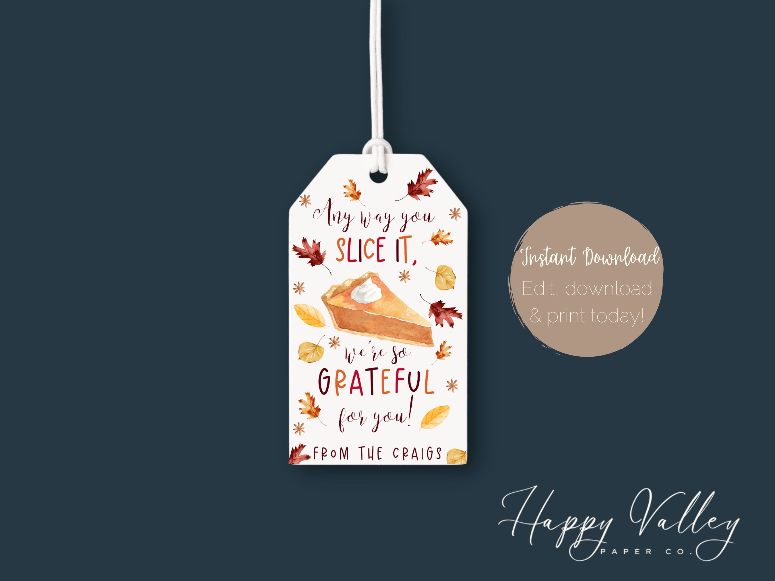 Thanksgiving Gift Tags Printable, Gift Tags Personalized, Gift Tag ...