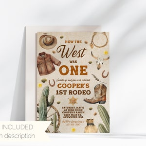 Western Cowboy Birthday Thank You Card (digital Template) - Etsy