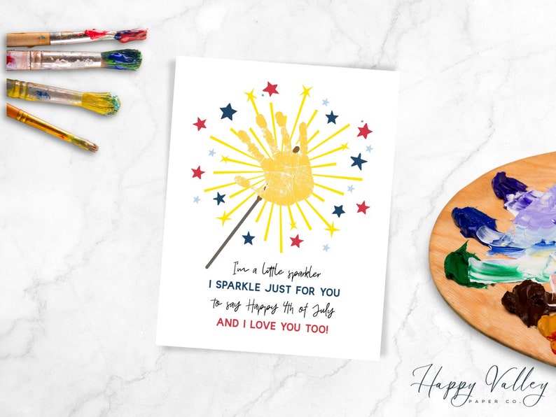I'm a Little Sparkler Handprint Art Craft, 4th of July Activity for ...