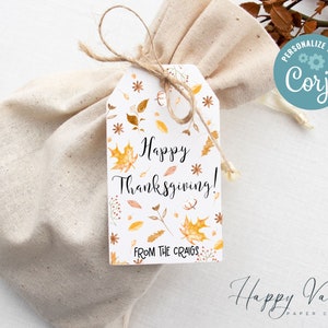 Thanksgiving Gift Tags Printable, Gift Tags Personalized, Gift Tag ...