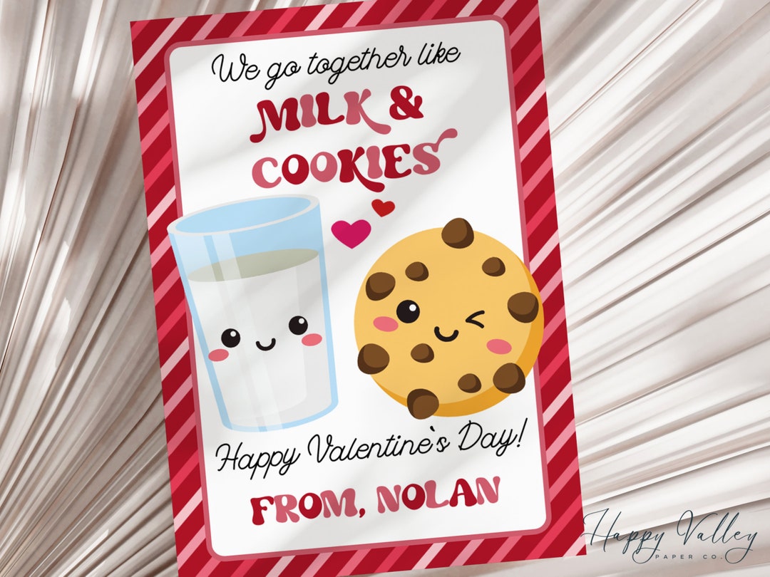 Milk and Cookies Valentine Cards: Editable Classroom Valentines ...