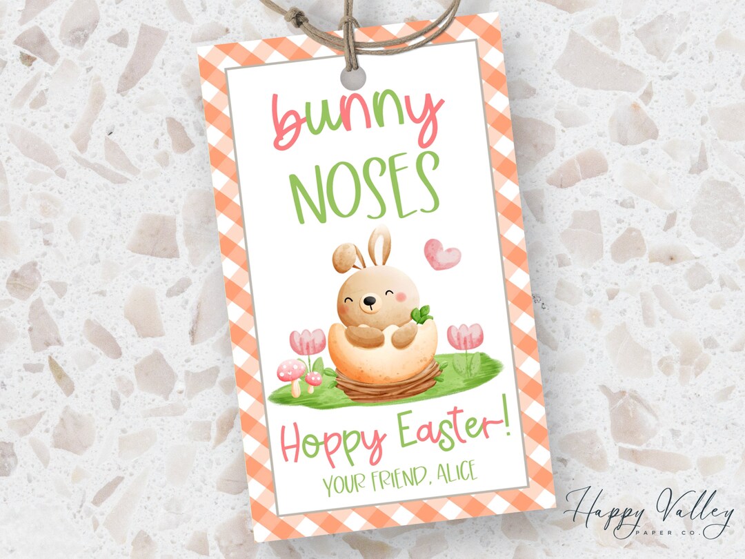 Bunny Noses - Easter Gift Tag, Watercolor Easter Favor Tag, Easter Gift ...