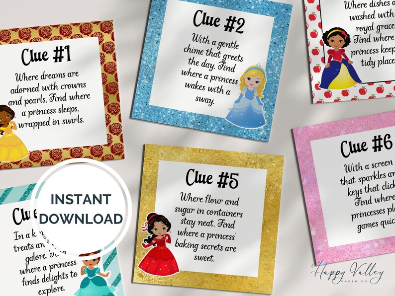 Princess Scavenger Hunt for Kids: 30 Editable Clues (instant Download ...