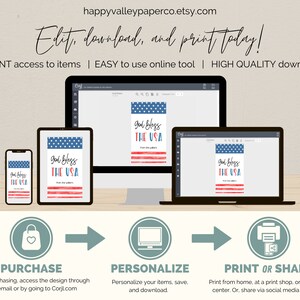 God Bless the USA Gift Tag, Printable 4th of July Gift Tags, 4th of ...