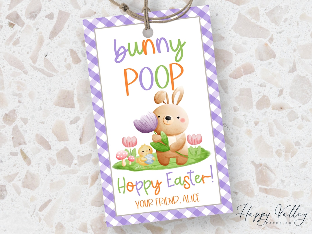 Bunny Poop - Easter Gift Tag, Watercolor Easter Favor Tag, Easter Gift ...