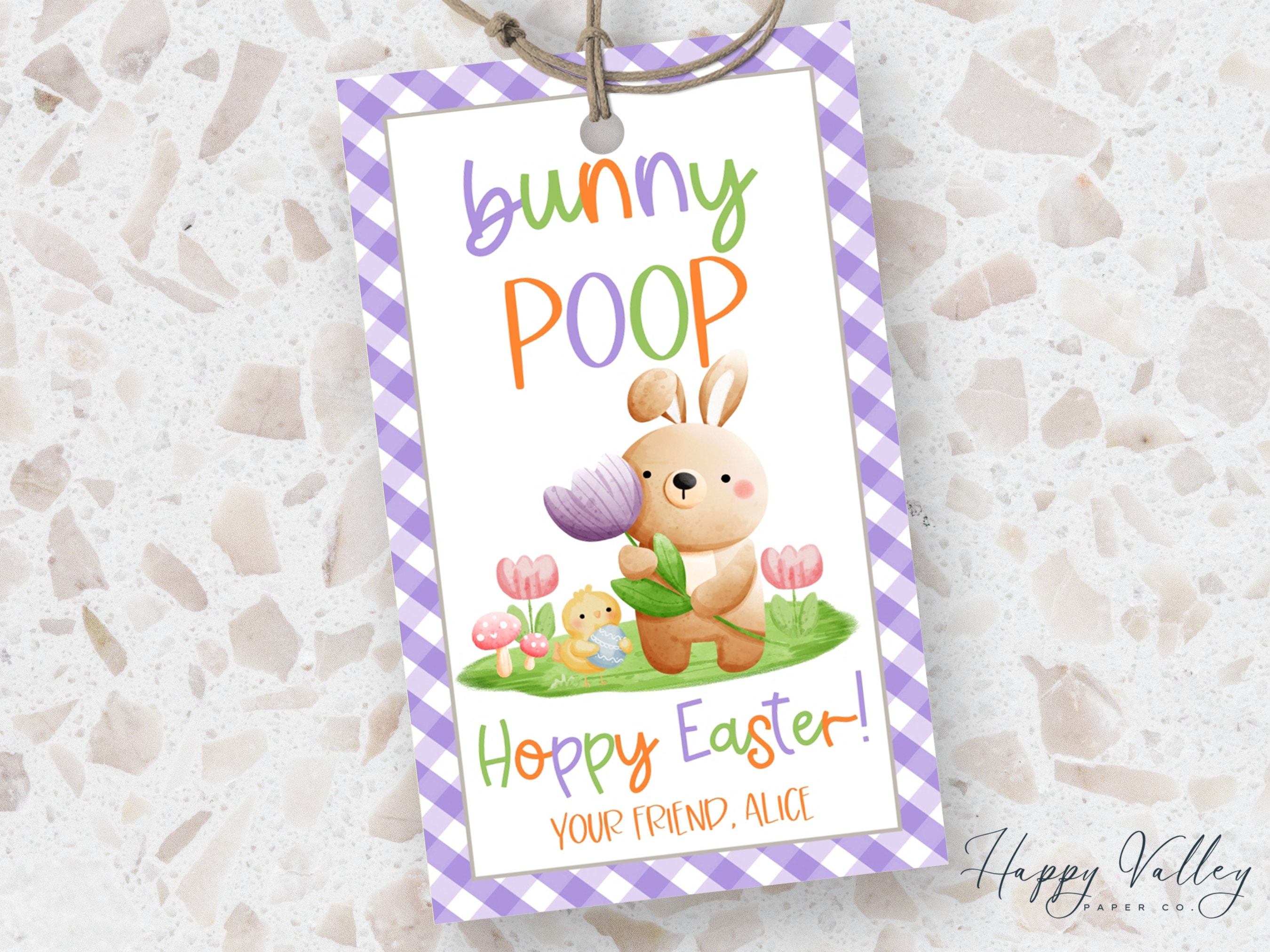 Bunny Poop Easter Gift Tag: Watercolor Favor Tag (editable Printable ...