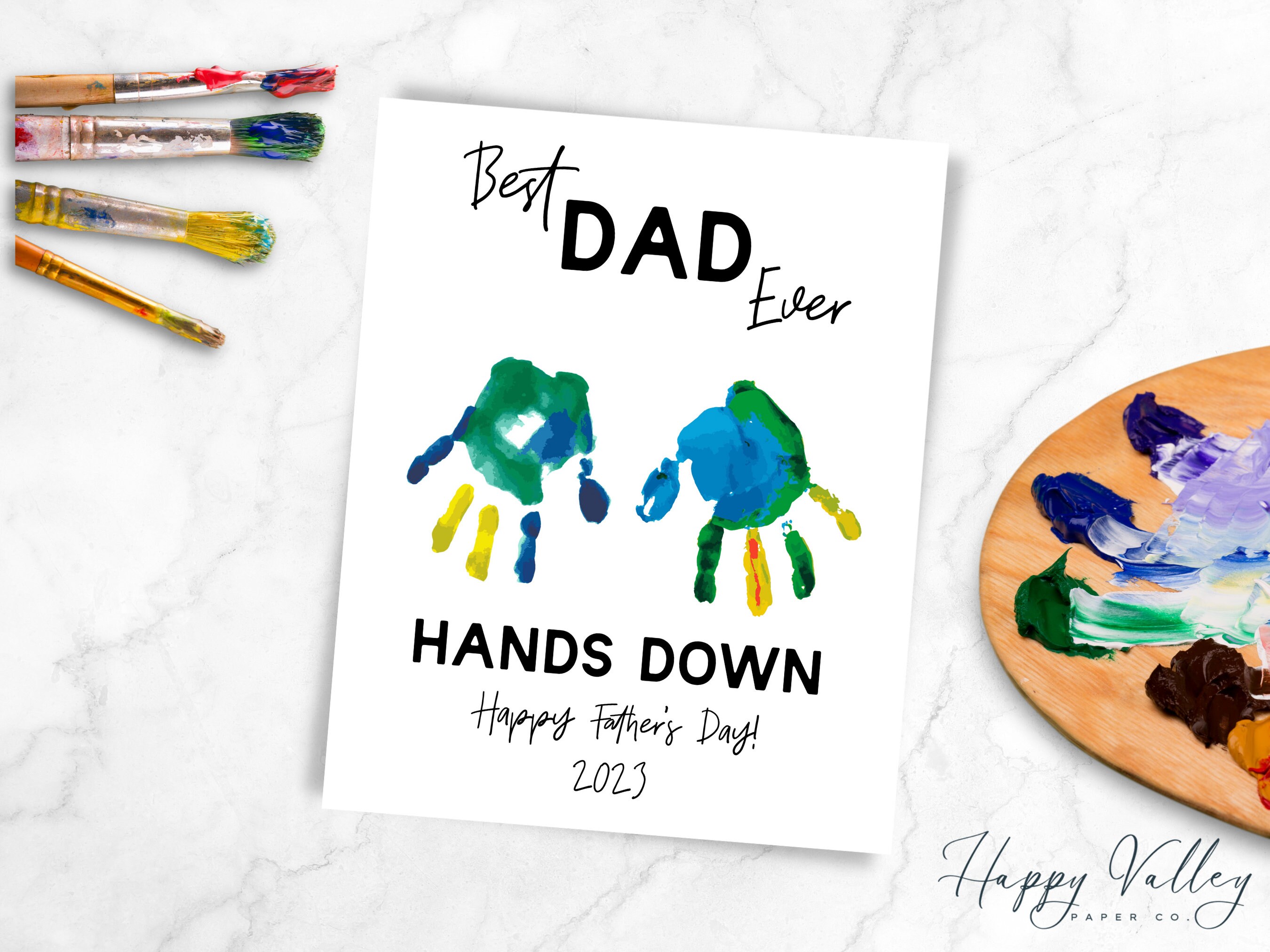 Best Dad Ever Hands Down, Handprint Art Craft, Father's Day Gift for ...