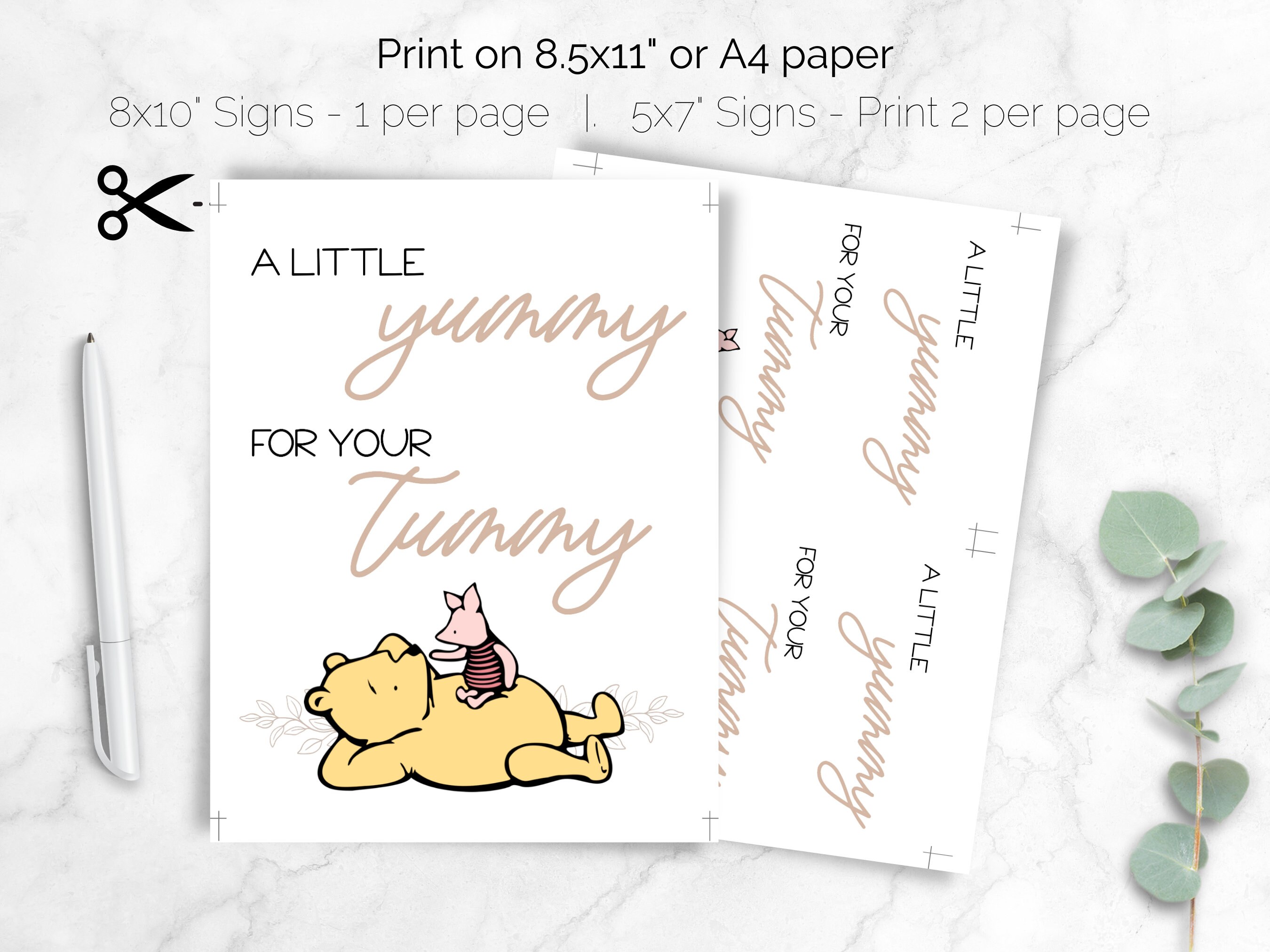 Winnie the Pooh Baby Shower Food Sign: Yummy Tummy (digital Download ...