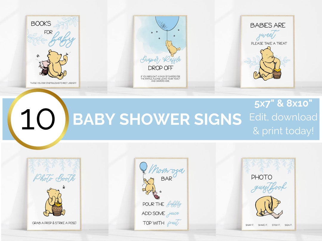 Winnie the Pooh Baby Shower Sign BUNDLE, Baby Shower Signs Printable ...