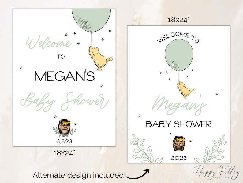 Winnie the Pooh Baby Shower Welcome Sign, Baby Shower Welcome Sign Bear ...