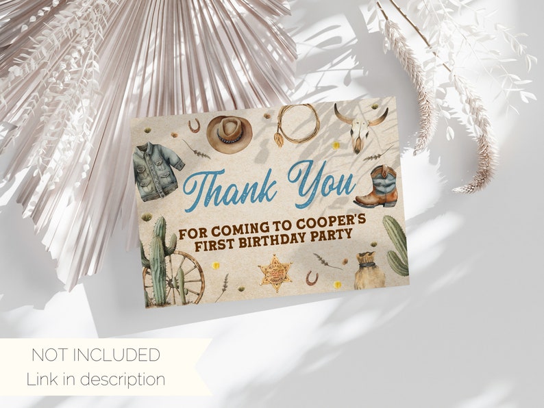 How the West Was One Thank You Card, Western Birthday Thank You Card ...