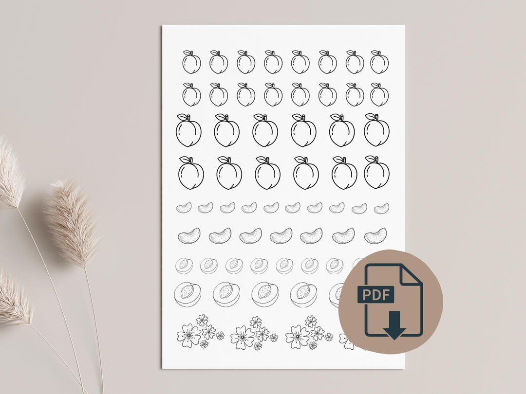 Peach Royal Icing Transfer Template for Cookie and Cake Decorating (PDF ...