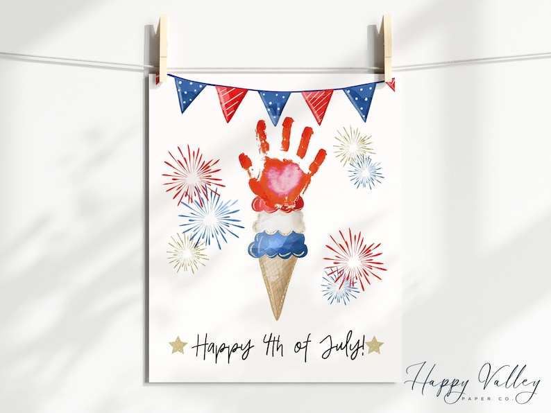 4th of July Handprint Art Craft, 4th of July Activity for Kids, 4th of ...