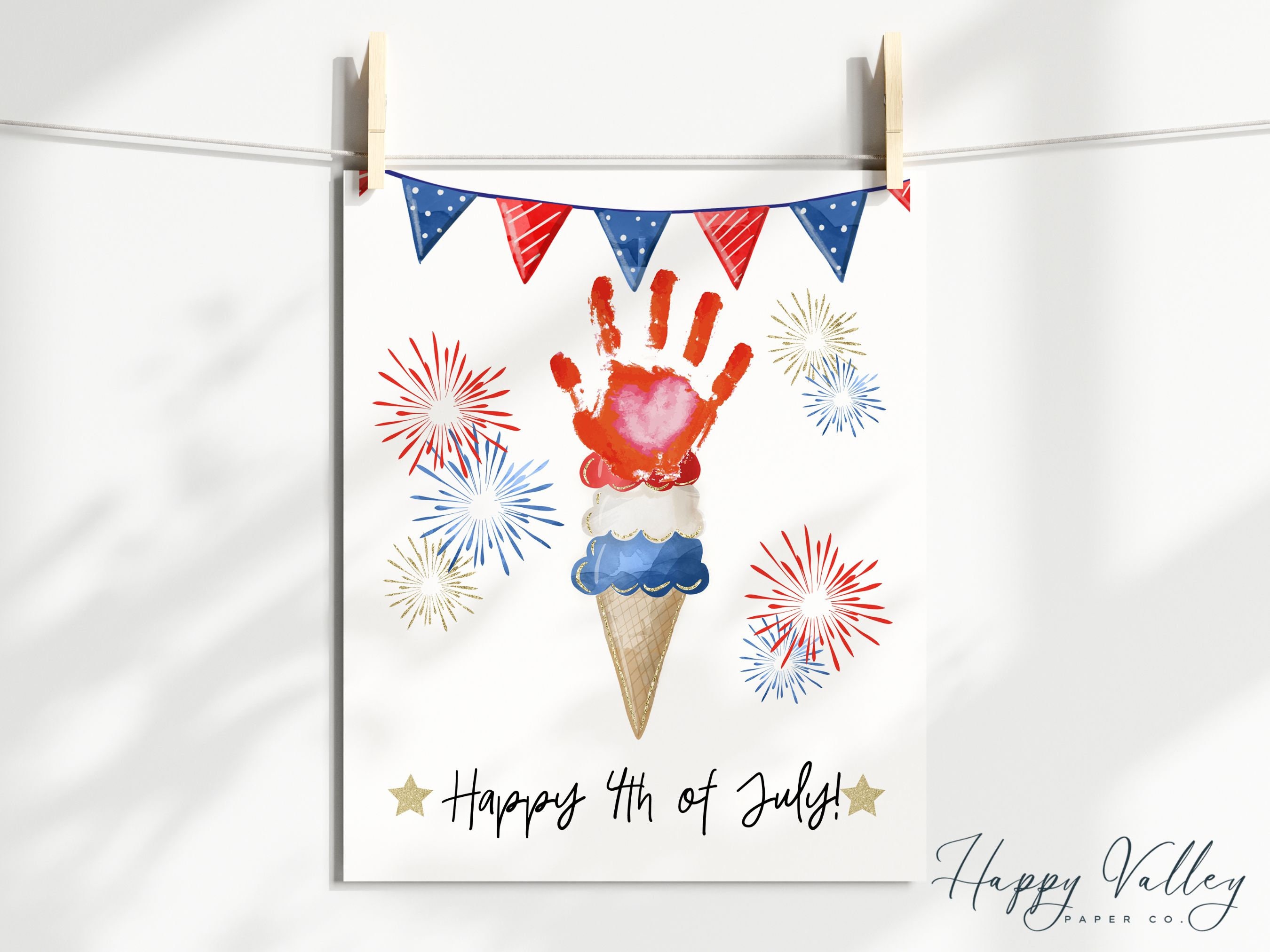 4th of July Handprint Art Craft, 4th of July Activity for Kids, 4th of ...