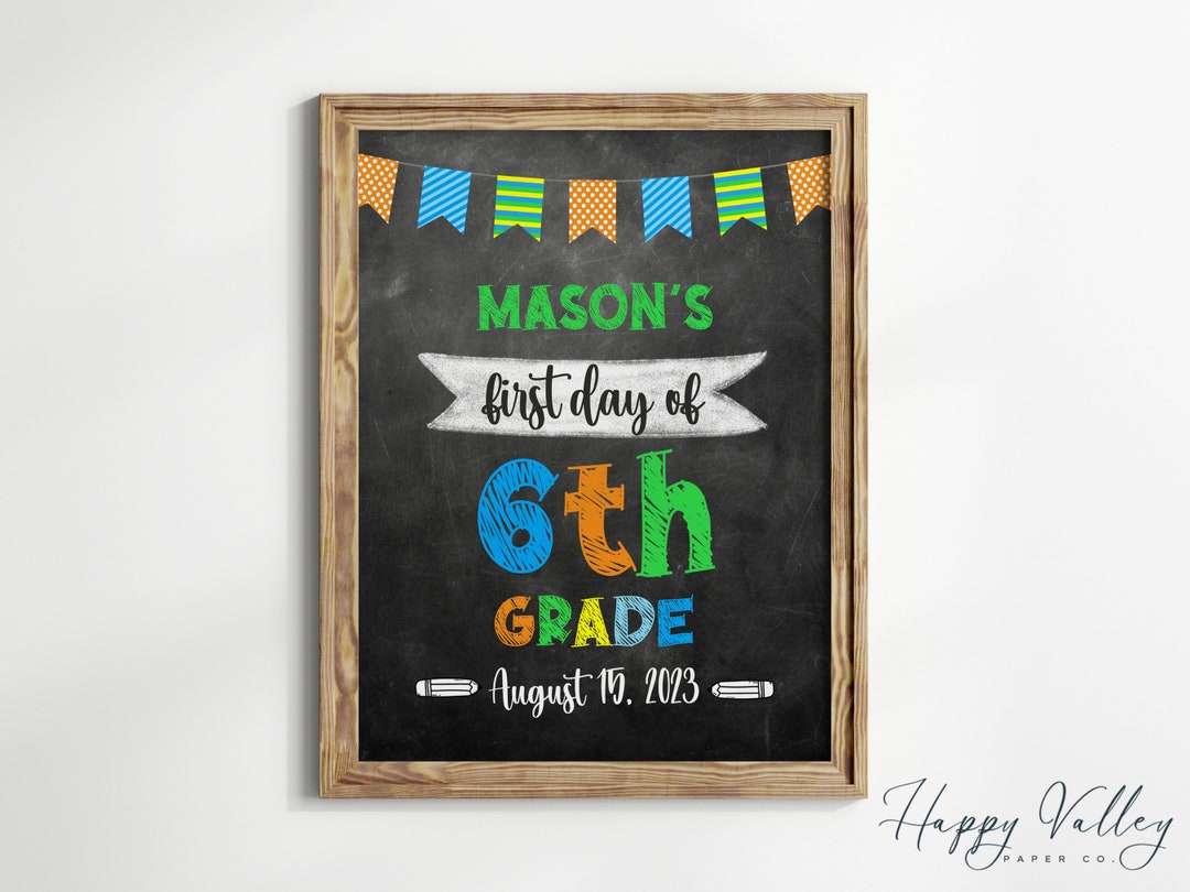 Editable First Day of 6th Grade Sign Printable (BTS-6B) - Etsy