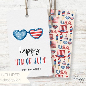 God Bless the USA Gift Tag, Printable 4th of July Gift Tags, 4th of ...
