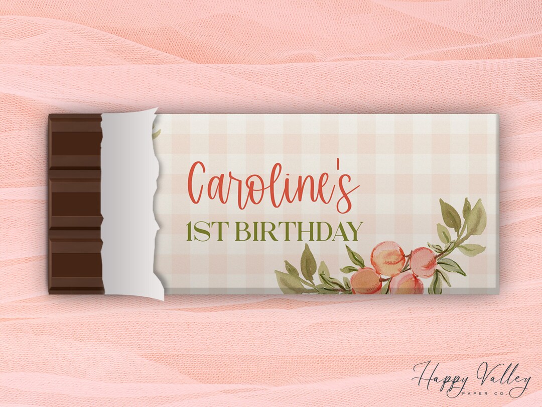 Editable Candy Bar Wrapper, One Sweet Peach Chocolate Bar Wrapper ...