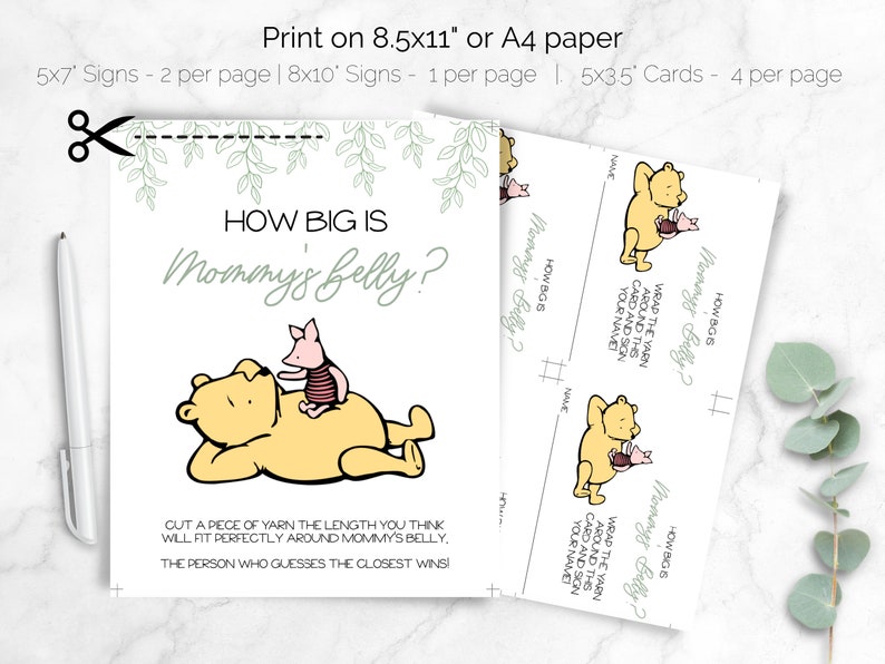 Winnie the Pooh Baby Shower Game: How Big is Mommy's Belly (digital ...