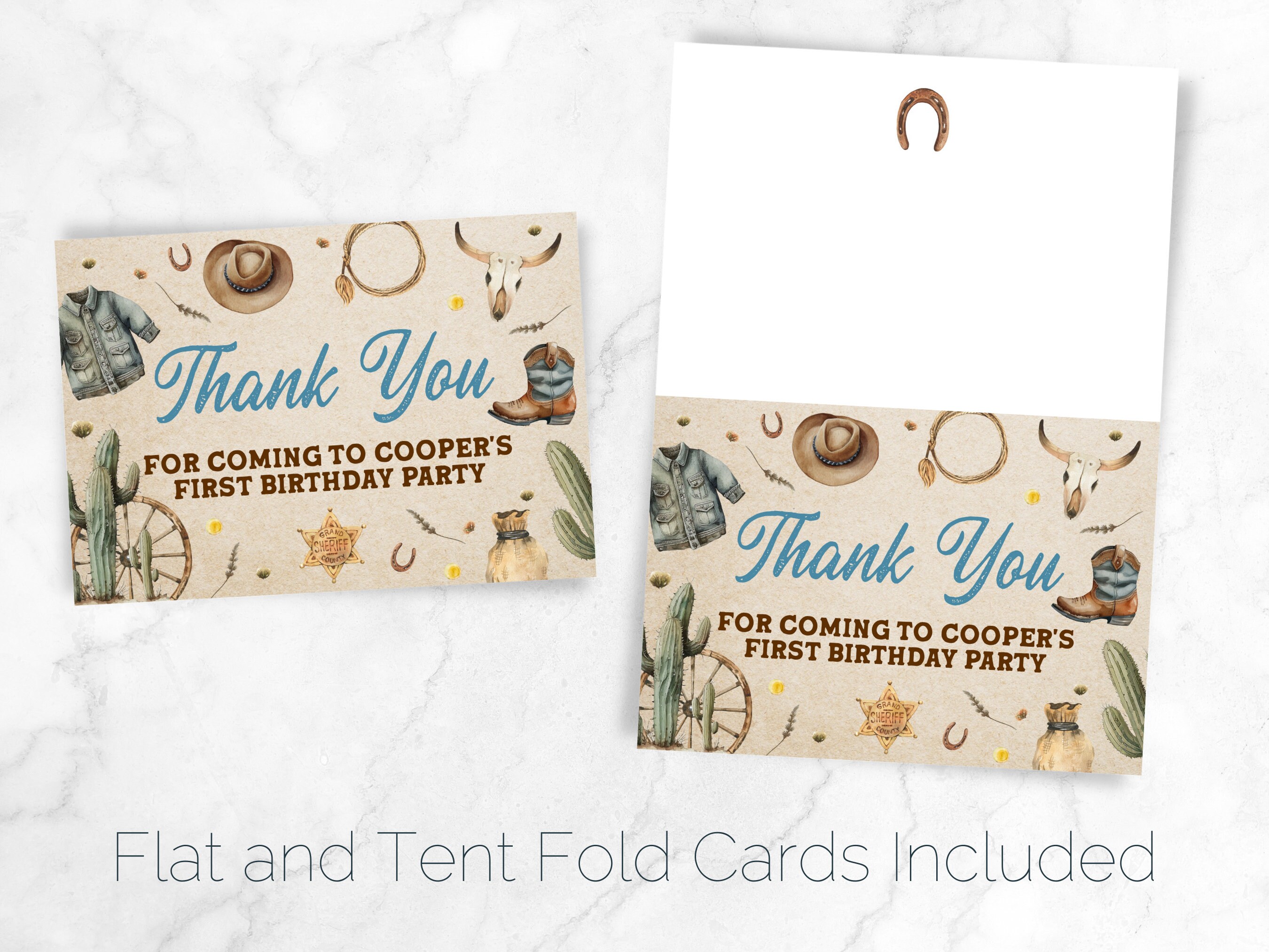 How the West Was One Thank You Card, Western Birthday Thank You Card ...