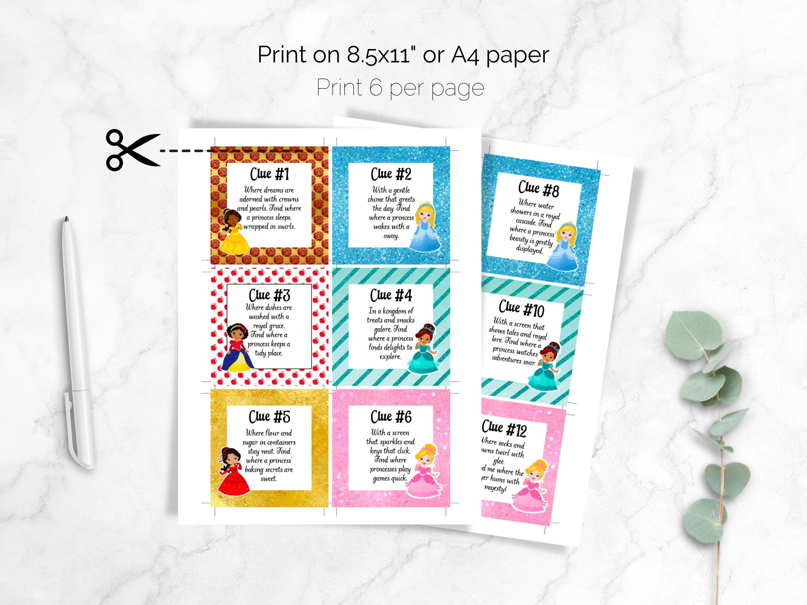Princess Scavenger Hunt for Kids: 30 Editable Clues (instant Download ...