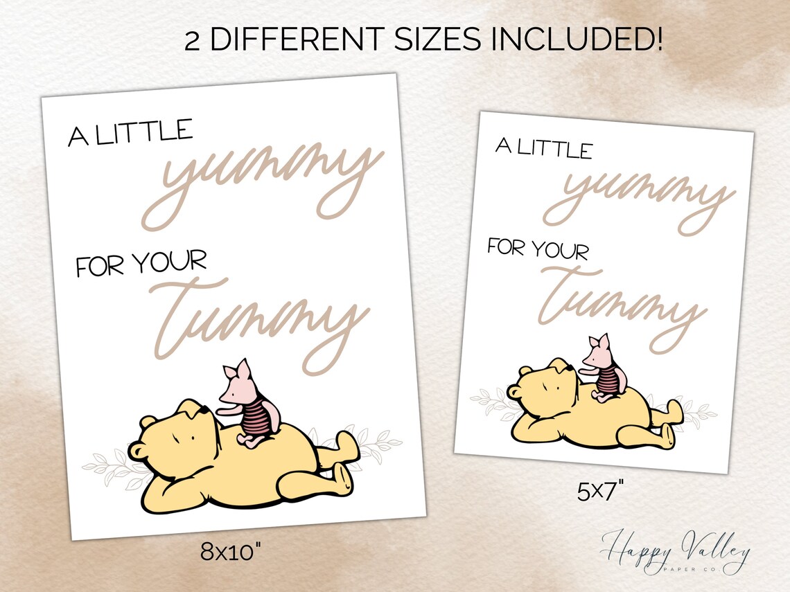 Winnie the Pooh Baby Shower Food Sign: Yummy Tummy (digital Download ...