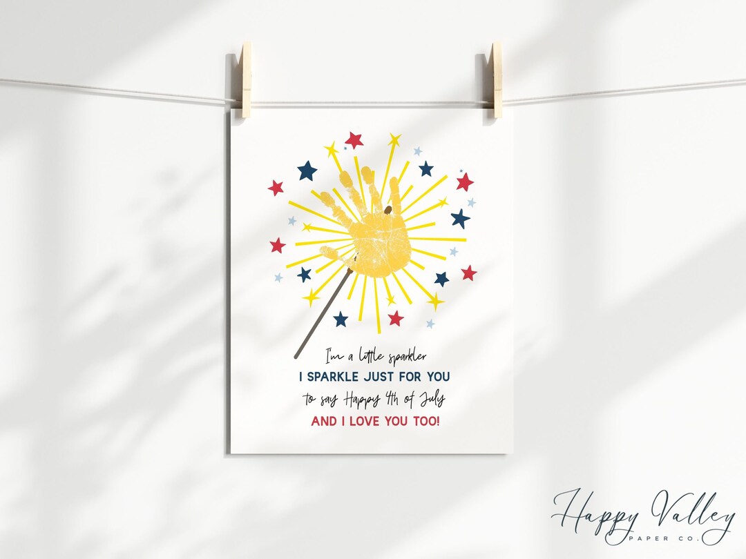 I'm a Little Sparkler Handprint Art Craft, 4th of July Activity for ...