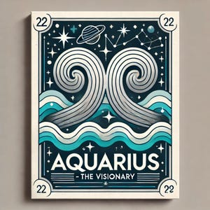 Aquarius Zodiac Wall Art | Visionary and Futuristic Astrology Poster | Cosmic Water-themed Decor ...