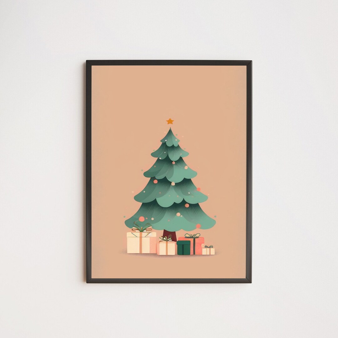Christmas Printable Christmas Tree Art Mid Century Modern - Etsy