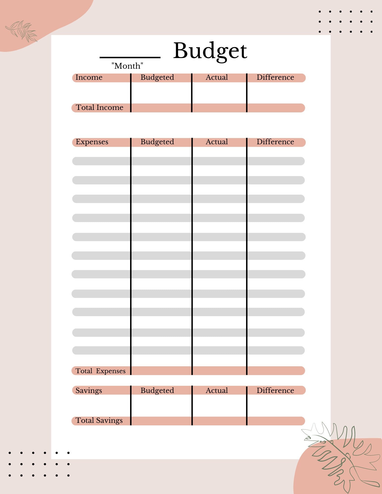 Monthly Budget Printable - Etsy