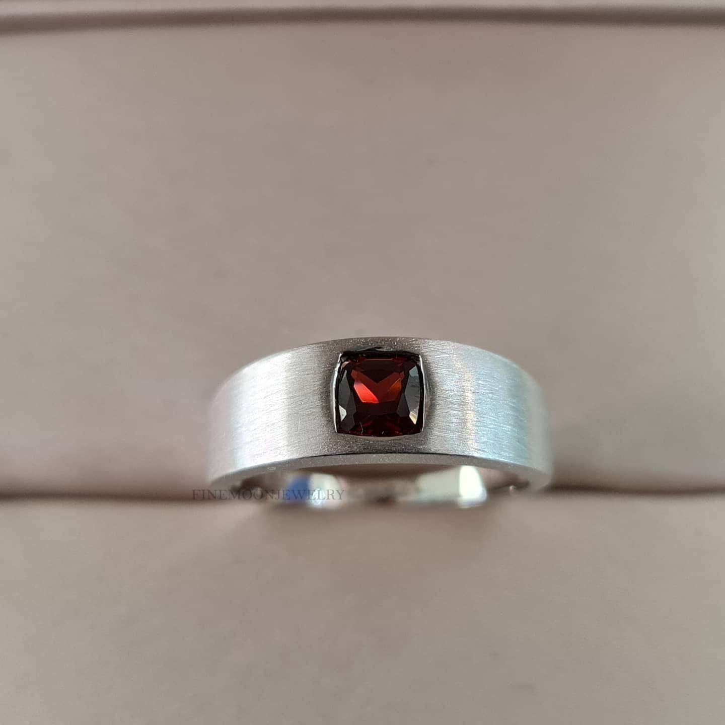 Red Garnet Mens Ring, 925 Sterling Silver Ring, Birthday Gift Ring ...