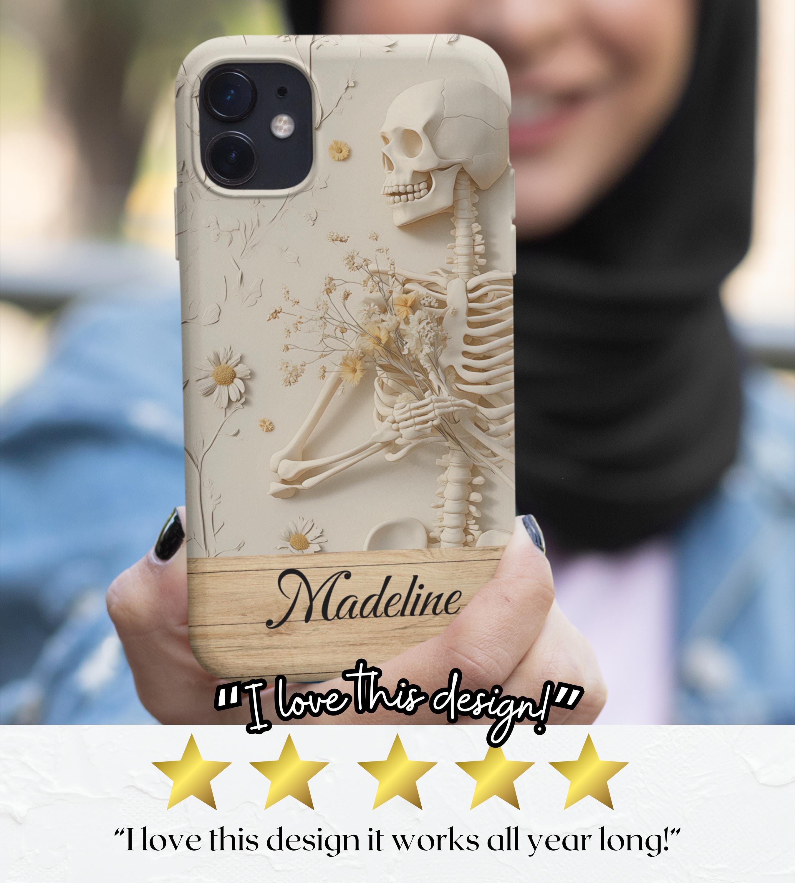 Vintage Skeletons in Bloom iPhone Case Personalized, Cute Spooky 3D ...