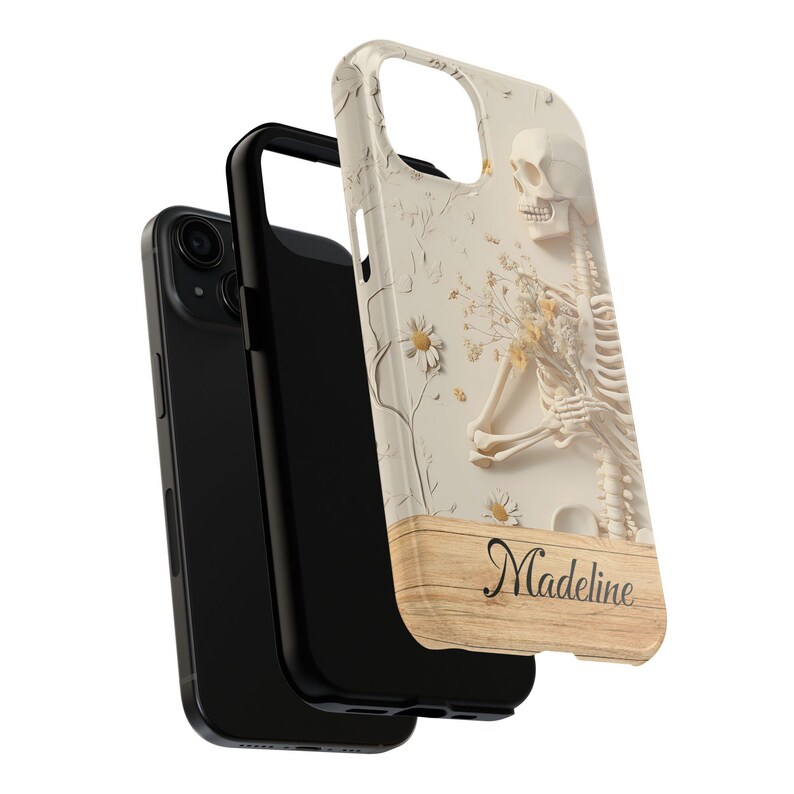 Vintage Skeletons in Bloom iPhone Case Personalized, Cute Spooky 3D ...