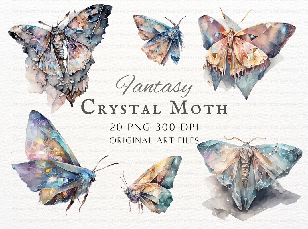 Crystal Moth Bundle 20pc PNG & JPEG | Crystal Moth PNG | Crystal Moth ...
