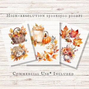 Fall 35pc PNG & JPEG Bundle | Watercolor Fall Clipart | Fall PNG | Fall ...
