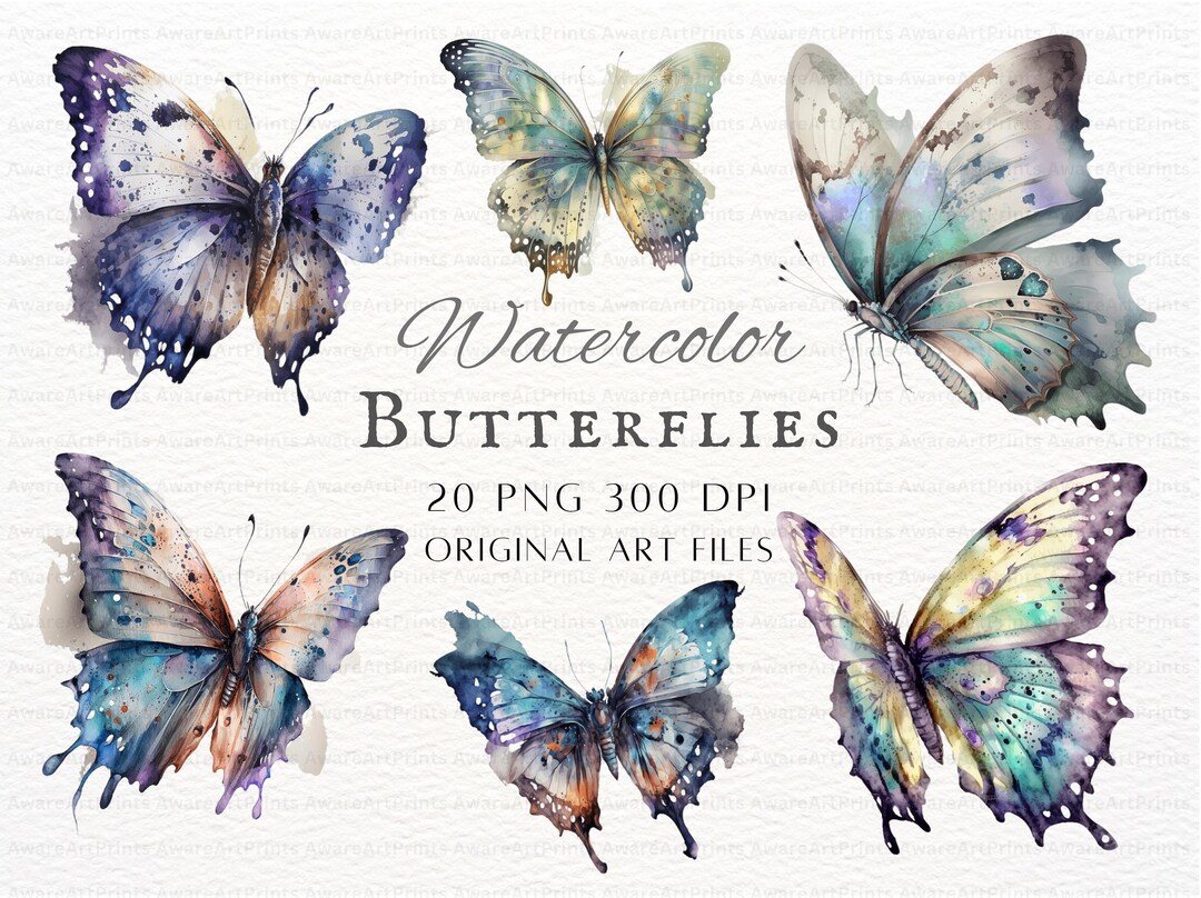 Watercolor Butterflies PNG Bundle 20pc | Watercolor Butterfly Clipart ...