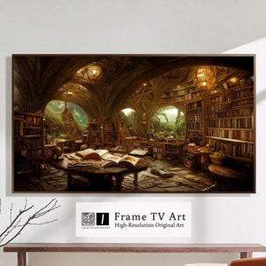 Samsung Frame TV Bundle Hobbit Library Art | Samsung Frame TV Hobbit ...
