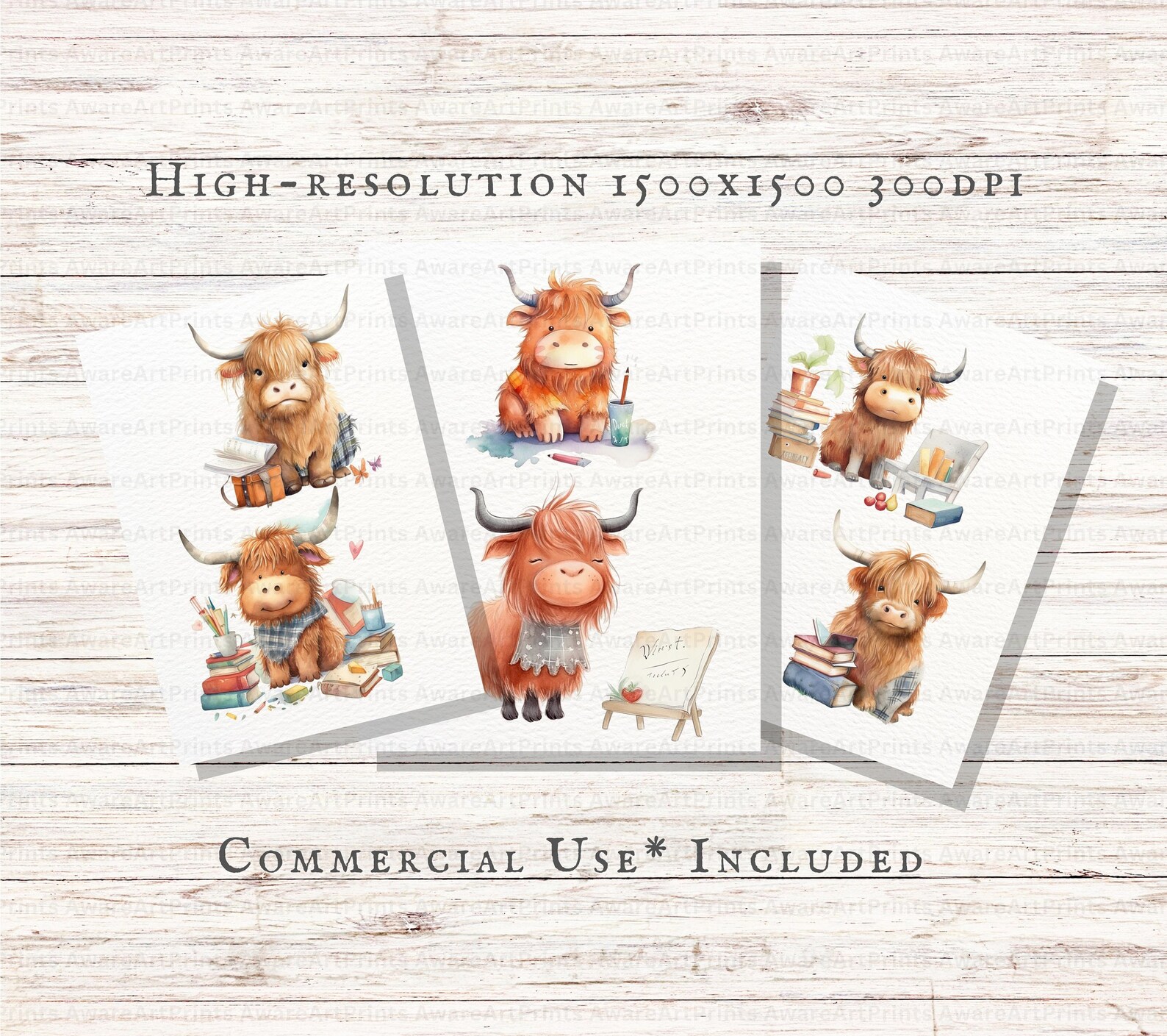 Highland Cow Student 25pc PNG & JPEG Bundle | Highland Cow Student PNG ...
