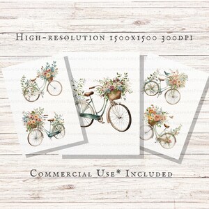 Vintage Bicycle 15pc PNG & JPEG | Boho Bicycle PNG | Watercolor Vintage ...