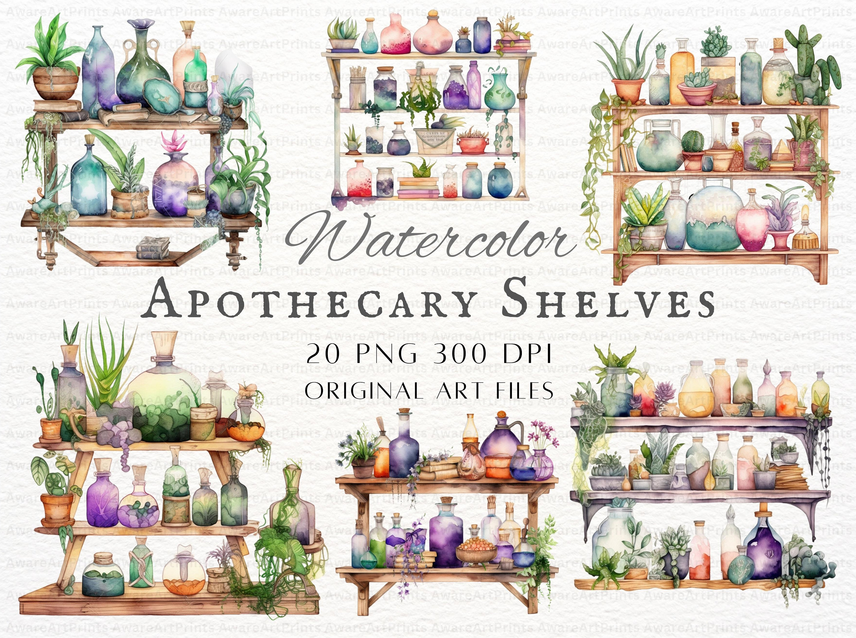 Apothecary Shelf 20pc PNG Bundle Watercolor Potion PNG - Etsy