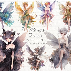 Manga Fairy 25pc PNG & JPEG Bundle | Fairy PNG | Beautiful Fairy ...
