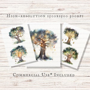 Wishing Tree 15pc PNG Style 2 | Watercolor Wishing Tree PNG | Wishing ...