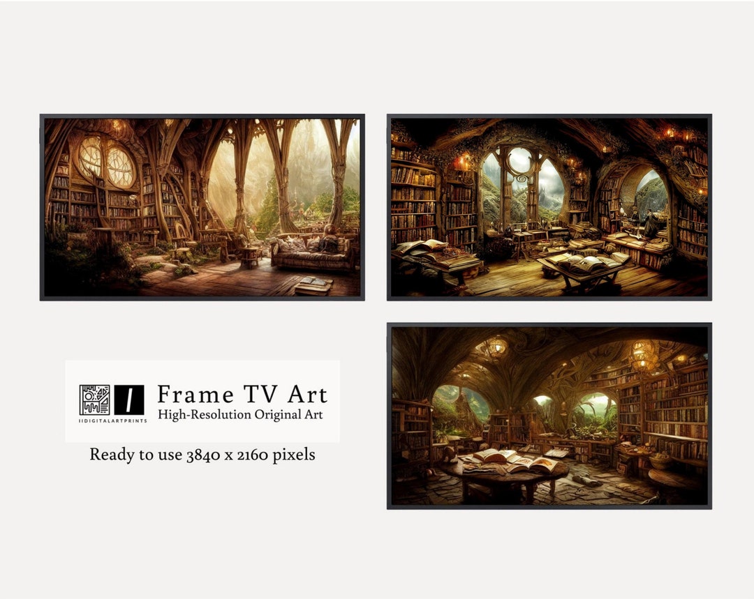 Samsung Frame TV Bundle Hobbit Library Art | Samsung Frame TV Hobbit ...