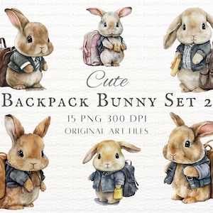 Backpack Bunny 15pc PNG & JPEG Set 1 | Backpack Rabbit PNG | Funny ...