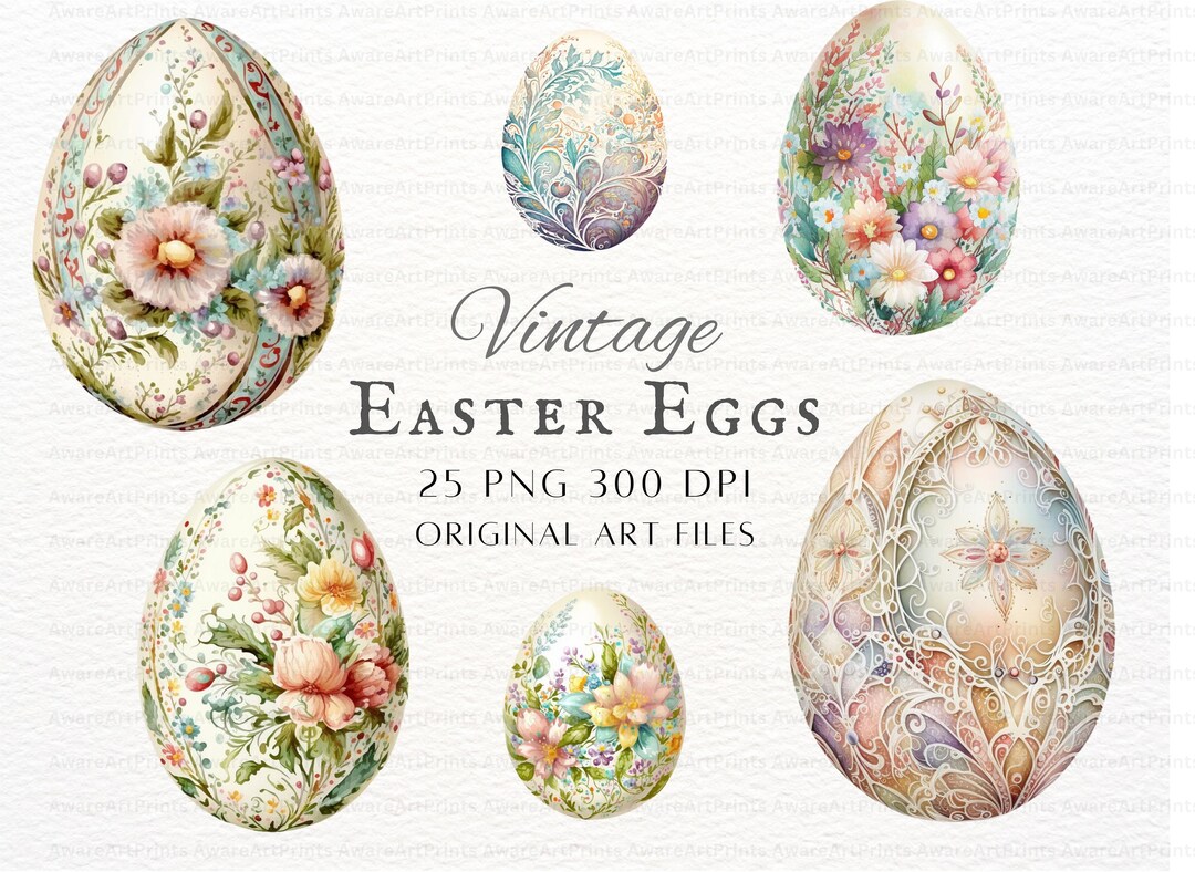 Vintage Easter Eggs 25pc PNG Bundle | Easter Eggs PNG | Easter Eggs ...