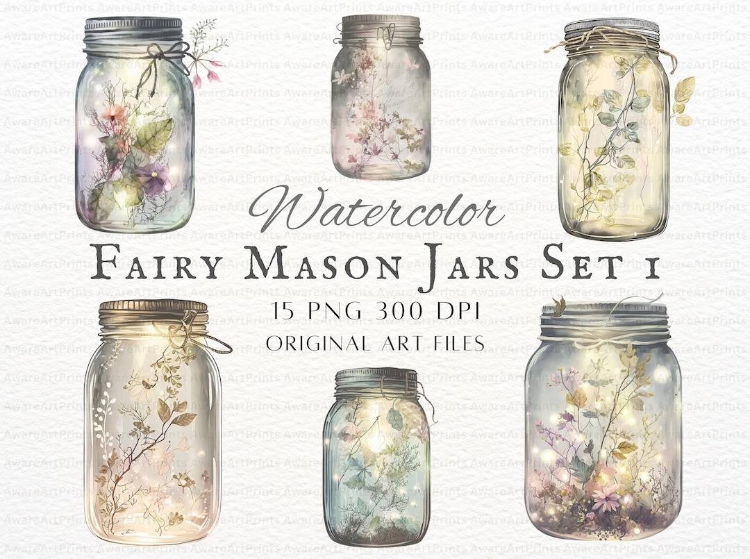 Fairy Jars 15pc PNG Bundle Set 1 | Fairy Jars PNG | Mason Jars PNG ...