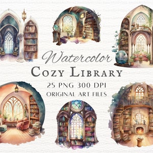 Cozy Library Clipart 25pc Bundle | Library PNG | Library Clipart ...